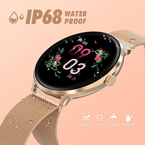 BEBINCA Smart Watch for Women Fitness Tracker Heart Rate,Sleep Monitor,IP68 Waterproof Smartwatch Activity Tracker Step Counter Compatible with iPhone Android Phones (Pink)