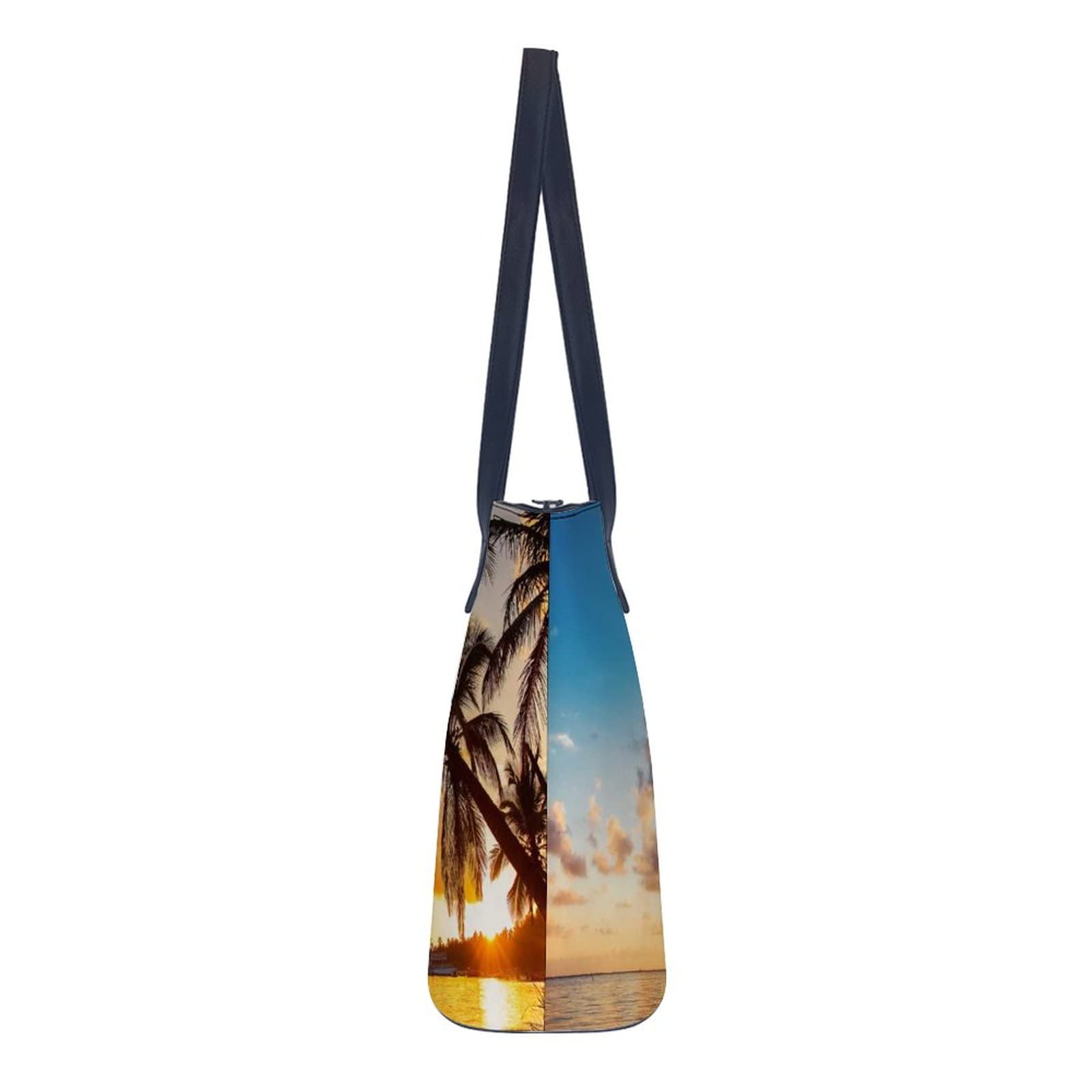 Beautiful Beach Women's Tote Bag PU Leather Shoulder Bag Handbags Purse For Work Shopping Travel