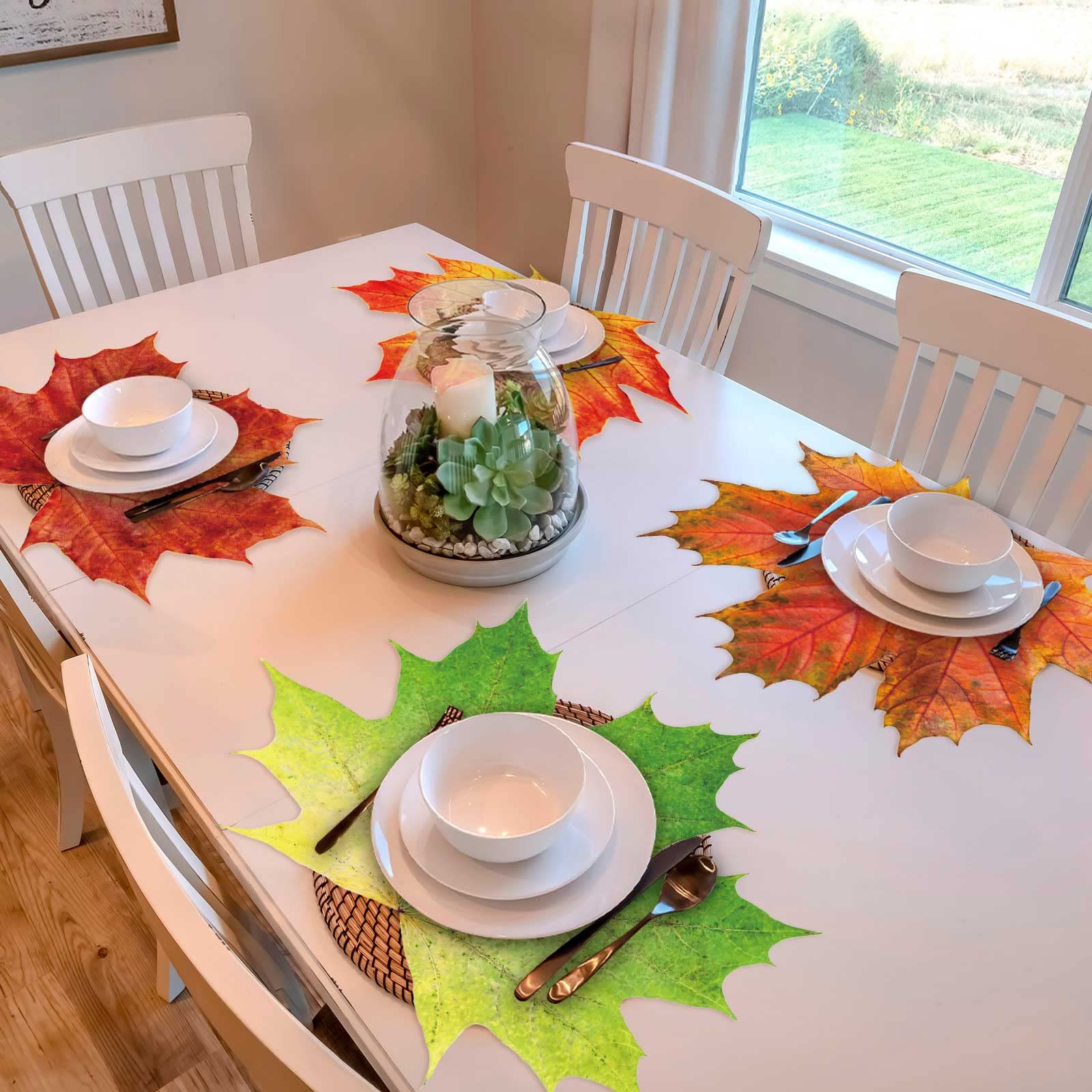 50 Pack Mother's Day Father's Day Table Mats Mexican Disposable July 4th Patriotic Paper Place Mats Fall Placemats Paper Valentine's Day Mats for Home Dining Table Decor(Leaf Style)