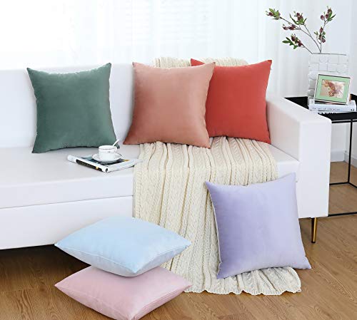 Jeneoo Comfy Soft Velvet Throw Pillow Covers for Sofa Couch, Decorative Solid Square Cushion Cases for Bedroom Car (Dusty Rose, 16 x 16 Inches, 2 Pieces)