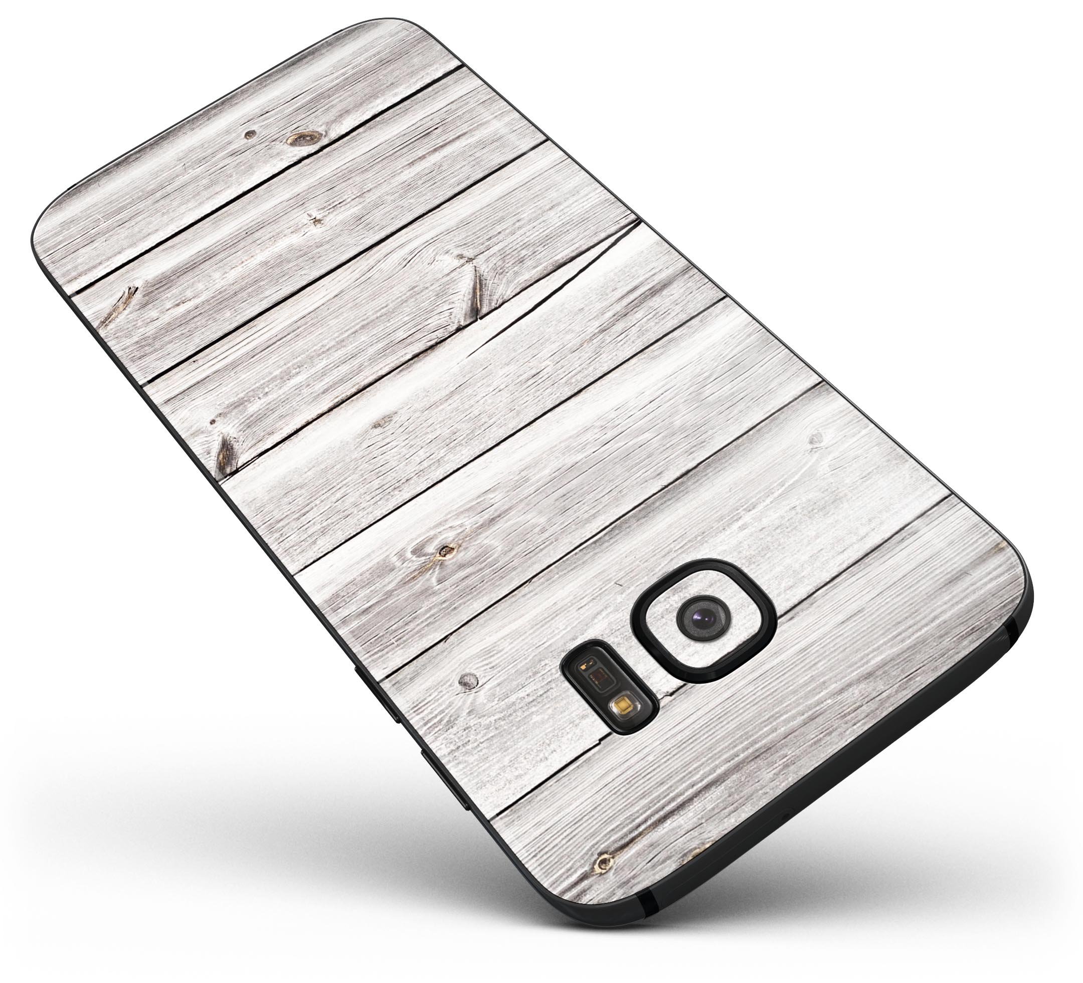 Design Skinz Design Skinz Aged White Wood Planks Full-Body Wrap Decal Skin-Kit for The Galaxy S7 Edge