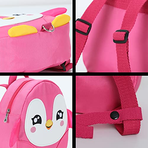 Toddler Kids Penguin Harness Leash Backpack with Wrist Leashes Toddlers Child Safety Walking Wrist for Kid Girls Boys (Pink)