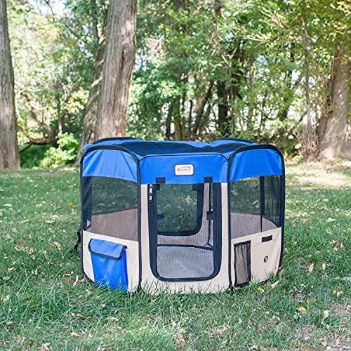 Armarkat PP001B Blue and Beige Portable Playpen