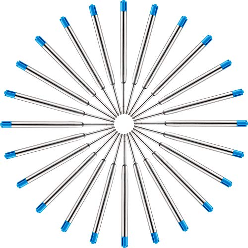 HeTaoCat Blue Ink Refill Pack of 5, Replaceable Ballpoint Pen Refills, Medium Point Metal Refil (Blue)