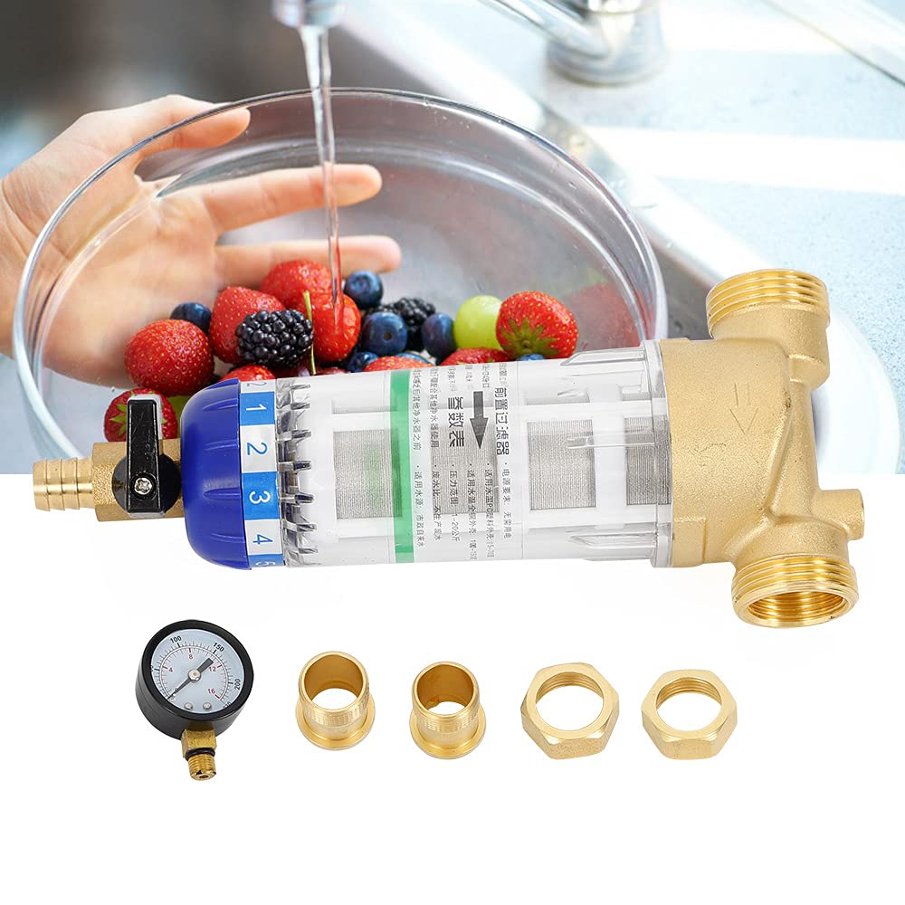 3/4" Inch High Flow Rate Reusable Sediment Water Filter Separator Sediment Water Filter Spin Down Mesh System 50℃ Water Filter