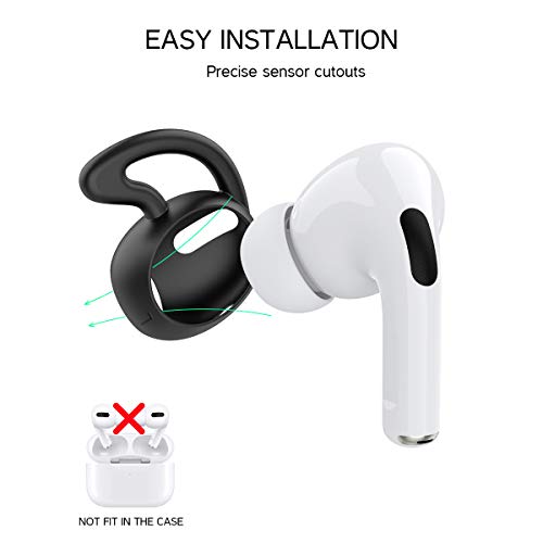 Ear Hooks Covers Tips for Airpods Pro Earbuds,Anti Slip Silicone Eartips Replacement Compatible with AirPods 3rd 2019-Black 3 Pair(Not Fit in Charging Case)