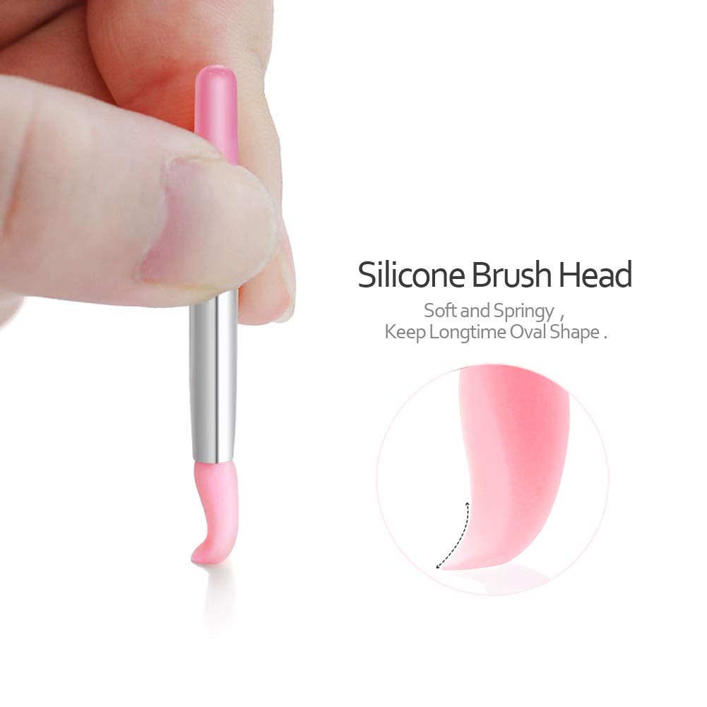 Spove 12pcs Silicone Lip Brush Makeup Eyebrow Lipstick Brushes Applicator Cosmetic Brush Set Silicone Brushes Wands Fit Balm Mask Oil Pink