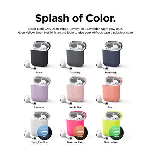elago Skinny Case Compatible with AirPods 1 and Compatible with AirPods 2, Front LED Visible, Supports Wireless Charging, Anti-Slip Coating Inside [Neon Yellow]