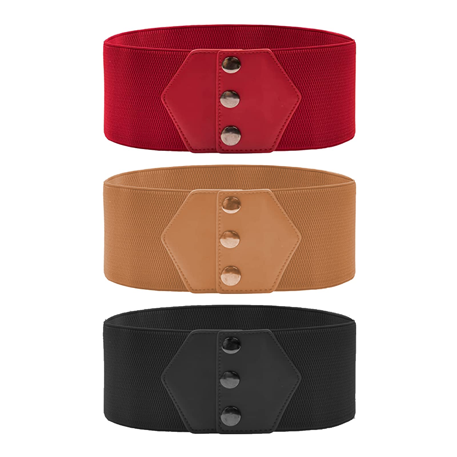 3 packs Snap-Button Corset Belt Wide Elastic Belts for Dress Waistband, Stretchy Corset Elastic Belt for Daily Dress Coat Collocation