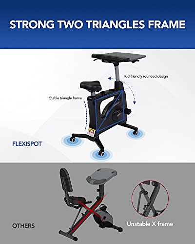 FLEXISPOT Computer Workstation Standing Desk Exercise Bike Home Office Furniture Desk -Deskcise pro(Black)