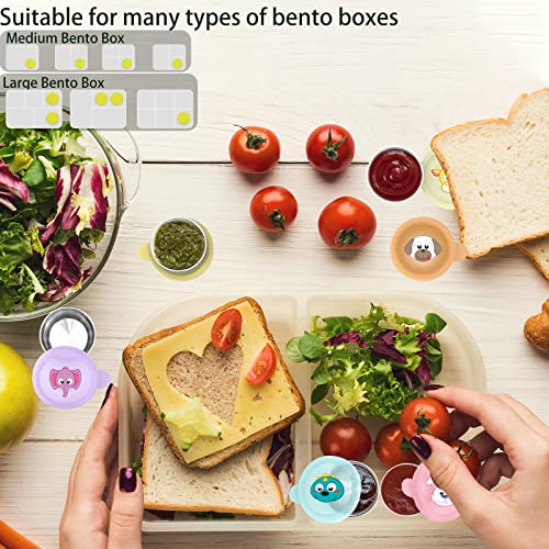 6 PCS 1.6 oz Salad Dressing Container To Go, Stainless Steel Condiment Containers with Leakproof Silicone Lid Animal Print Condiment Sauce Cups with Lids Dipping Sauce Cups Container for Lunch Box