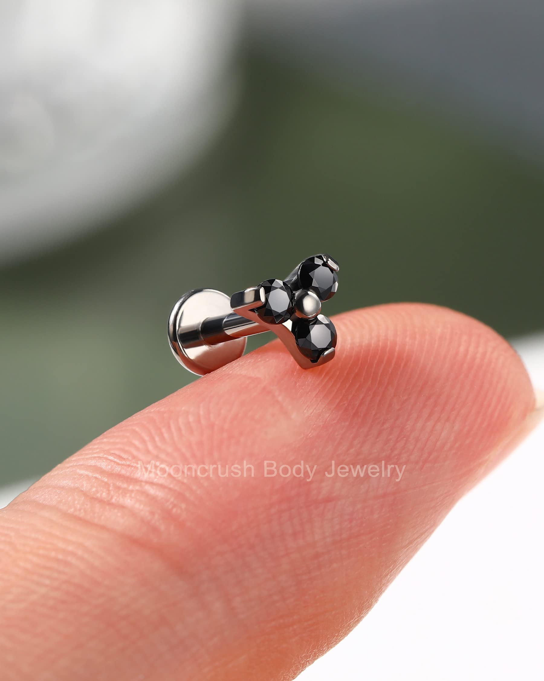 16G G23 Solid Titanium Cartilage Earring Stud Internally Threaded Labret Jewerly Stud Flat Black Medusa Piercing Jewerly Surgical Steel