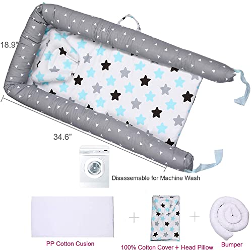 Baby Lounger Cover Baby Nest Cover 100% Cotton Breathable Sleeping Bed Cover for Newborn Nest Co Sleeping Bed Machine Washable (Star)