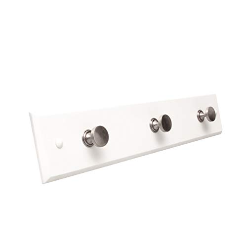 Hickory Hardware American Diner Collection Coat Rack/Hook Rail 3 Single Prong Hooks 16 Inch Long White with Satin Nickel Finish