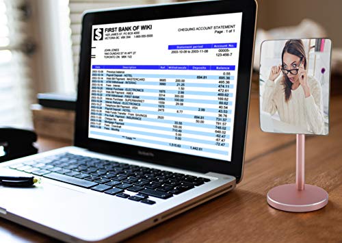 Desk and Cubicle Mirror to see behind you, ROSE-GOLD Stand with detachable Wide Angle real glass Mirror, SMALL & DISCRETE, beautiful design, perfect curvature for an exceptionally clear view