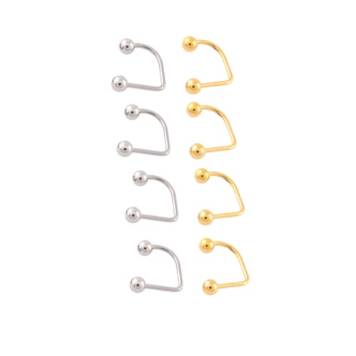 16G Stainless Steel Lippy Monroe Medusa Stud Piercing Ball Lippy Loop Labret U-Shaped Lip Ring Body Piercing Jewelry 10mm-Silver&Gold