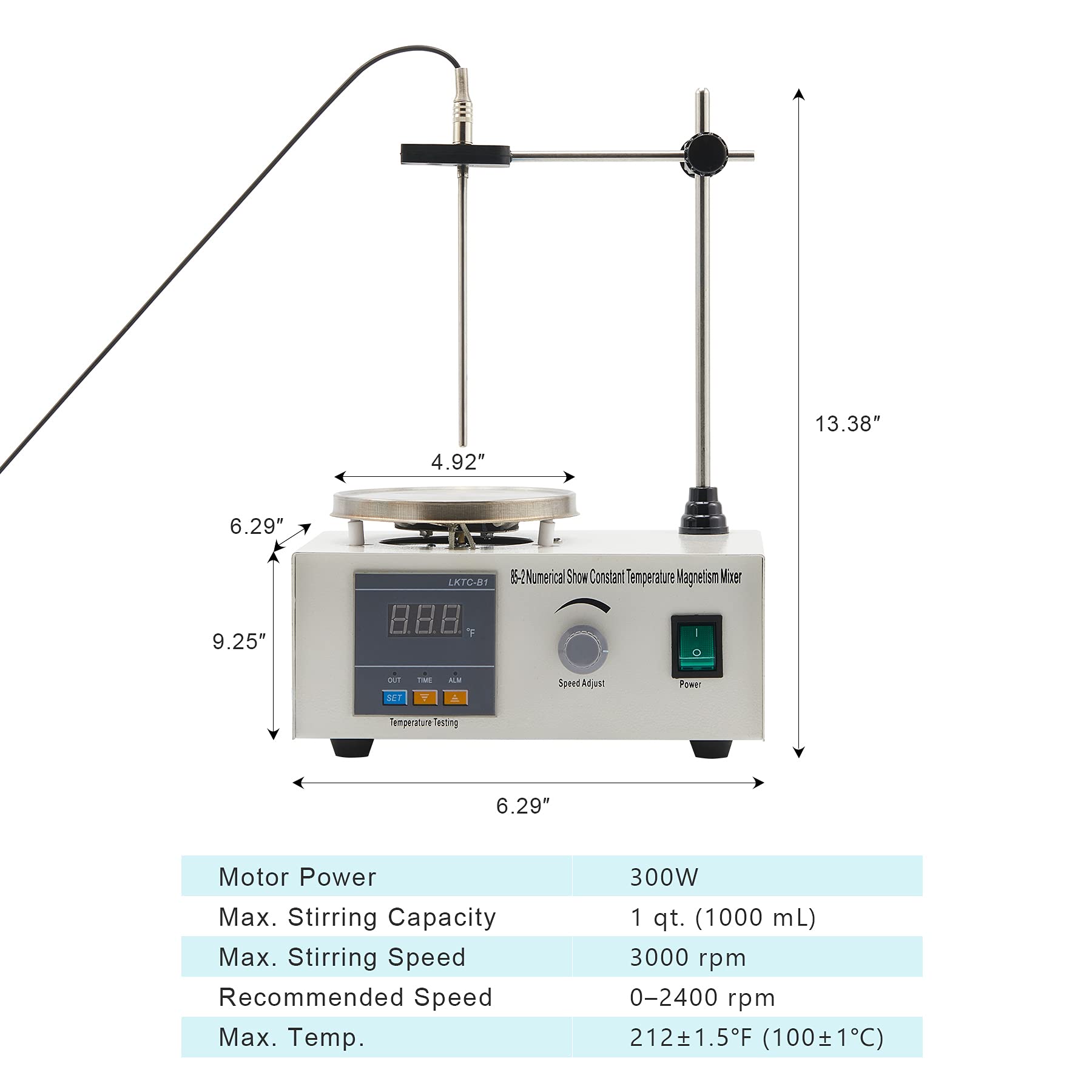 VONOYA Magnetic Stirrer, Magnet Stirrer with Digital Temperature Display & Speed Adjusting, Magnetic Mixer with Hot Plate & Magnetic Stirrer Bar, Home Lab Homebrew Kitchen Stirrer, 200W, 1000ML.