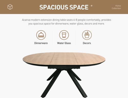 Acanva Extension Oval/Round Dining Table for 6, Expandable Butterfly Leaf & Sturdy Base, Suit for Kitchen, Living Room & Apartment, 51.2βW(+19.7β) x 51.2βD x 30.1βH, Light Oak