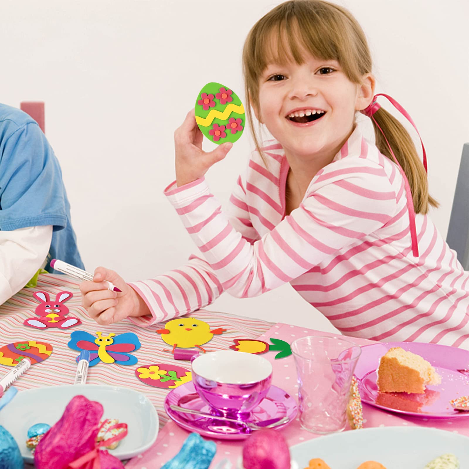26 Sets Foam Easter Egg Magnet Craft Kit, 13 Styles DIY Animal and Egg Magnet Set Foam Easter Egg Ornaments Easter Foam Stickers for Kids Party Favors Easter Spring Classroom Activity Art Project
