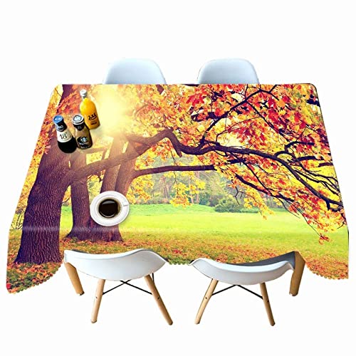3D Maple Leaf Landscape Sunset Forest Tablecloth Dustproof Rectangular Table Cloth for Party Wedding Decoration De Table A4 140x210cm