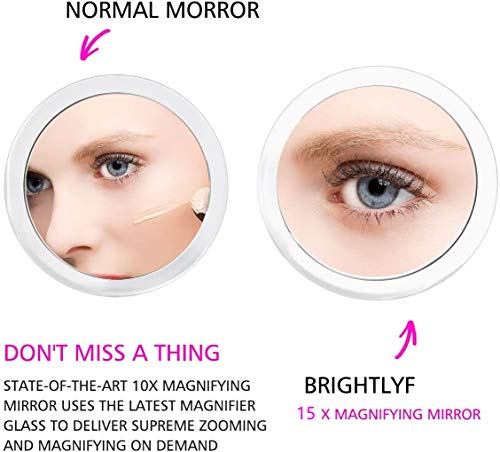 Glam Hobby15X Magnifying Mirror β Use for Makeup Application - Tweezing β and Blackhead/Blemish Removal β 6.3 Inch Round Mirror with Three Suction Cups for Easy Mounting