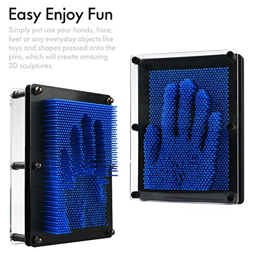 3D Pin Art Board Toy - Large Size Desk Toy Sculpture for Children Adults 6 x 8 inches (Blue)