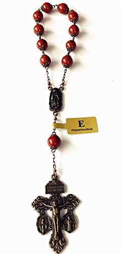 elegantmedical car rosary Carnelian Beads Catholic Prayer one decade rosary bracelet Bronze Pardon cross Gift