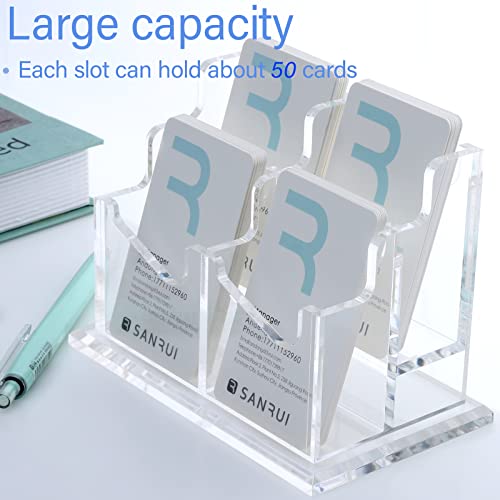 SANRUI Vertical Business Card Holder, Acrylic Business Card Display,Clear Desktop Business Card Stand for Exhibition, Home & Office