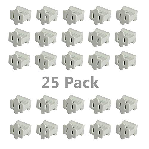 25 Pack SPT-1 Plug, Vampire Plug, Electrical Cord Replacement Zip Plugs, Male Female Gutter Plug (Plug-1-White-Female)