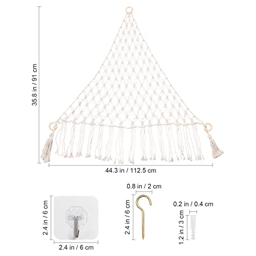 Cabilock Macrame Toy Hammock Macrame Hanging Net Kids Hanging Toys Fruit Basket Boho Wall Baskets Organizer Baskets Countertop Space Saver for Fruits Vegetables Corner Stuffed Animal Hammock