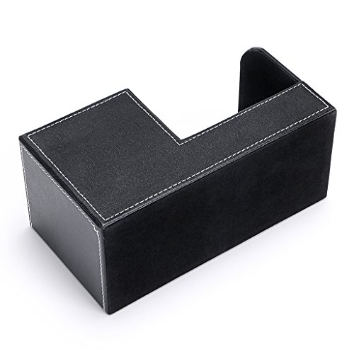 BTSKY PU Leather Desk Pen Pencil Holder- Multi-functional Desktop Organizer Storage Box Business Card Pen/Pencil Mobile Phone Remote Control Stationery Holder Home Office Table Top Organization Decor(black)