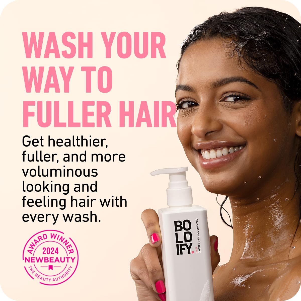 Boldify Thickening Shampoo - Rice Water Shampoo for Thinning and Oily Hair - Volumizing Shampoo for Fine Hair, Weightlessly Removes Excess Oil - 8oz