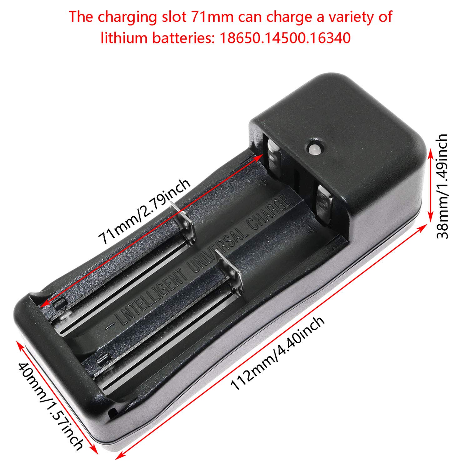 DGZZI 1pcs 2-Slots Universal Rechargeable Battery Charger Black for 18650 16340 14500 10440 3.7V Li-Ion Batteries (Can Charge Batteries Individually)