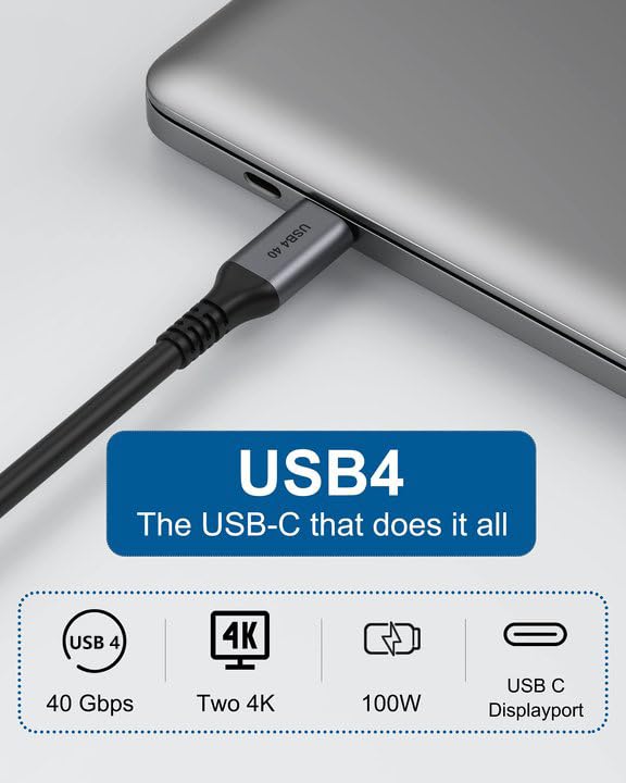Selore&S-Global USB 4 Cable 6Ft/1.8M, 40Gbps USB C Cable,USB C Monitor Cable for Single 8K/Dual 4K, 100W USB C Charging Cable Compatible for USB 3/4 for Laptop,MacBook,Docking Station.etc