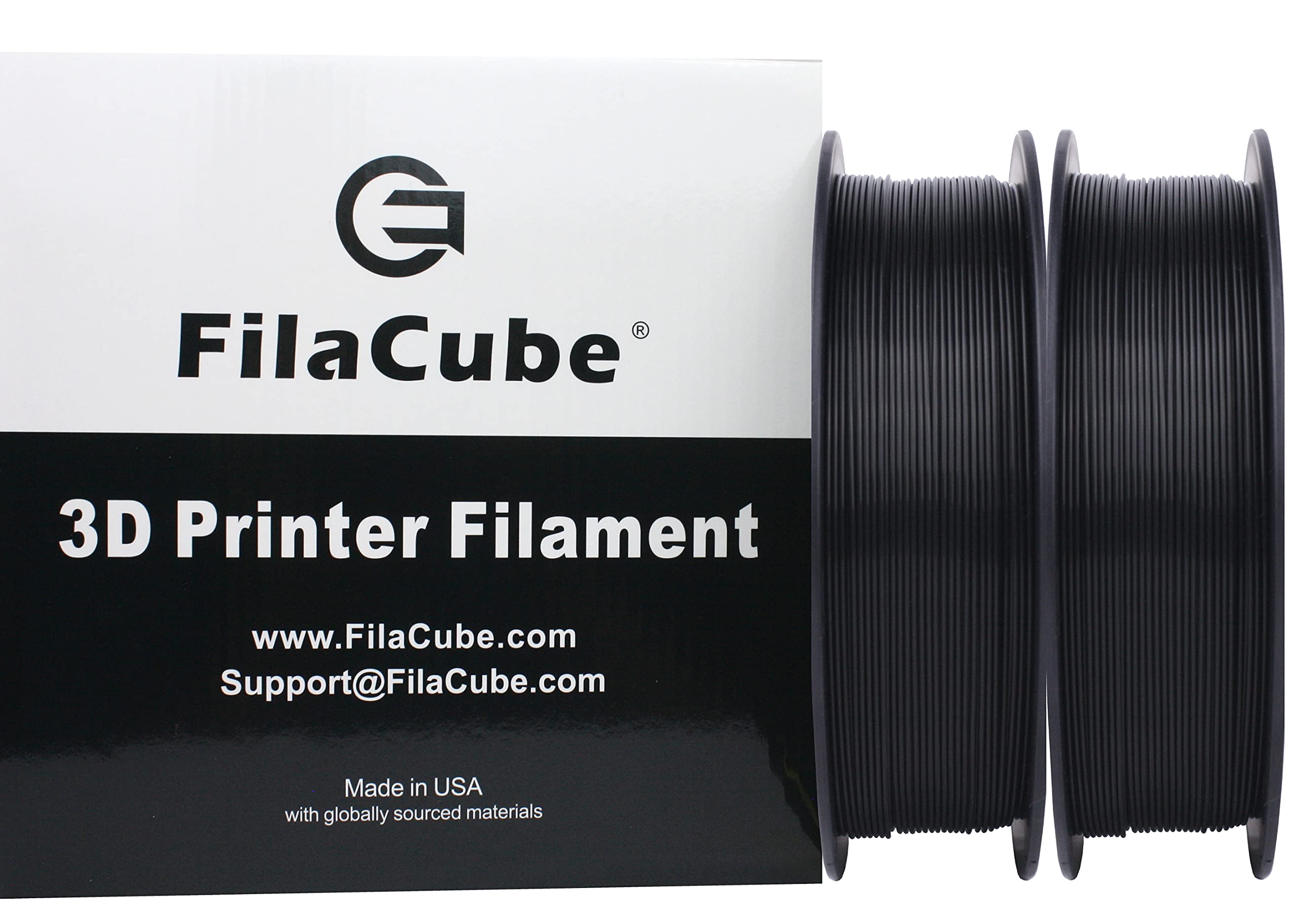2 Rolls of Black PLA 1.75 Filament - FilaCube PLA 2 1.75mm 3D Printer Filament Plastic Supply Compatible with FDM Printing Ender monoprice prusa cr 10 10s anet creality anycubic anet makerbot