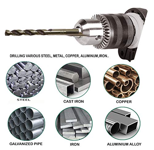 Hss Drill Bit Set 31/64 in. Jobber Twist Parabolic Flute Golden/Black 3-Flat Shank Drill Steel Metal-5Pcs