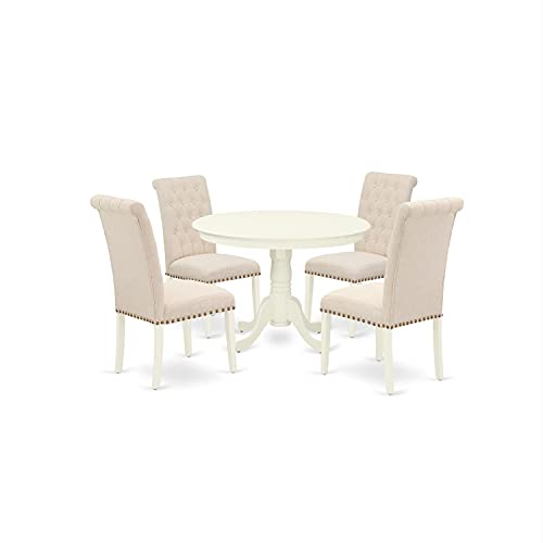 East West Furniture HLBR5-LWH-02 Dining Room Table Set