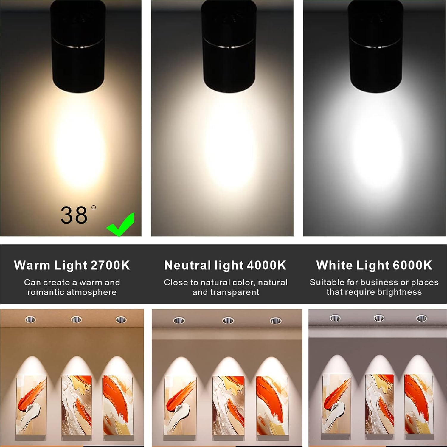 AIMEOKO MR16 LED Bulb Light Bulbs 3W (35W Halogen Equivalent) 2700K GU5.3 Base 12V Spotlight 300Lm for Landscape Recessed Track Lighting Ceiling Indoor Outdoor - 6 Pack (Warm White)
