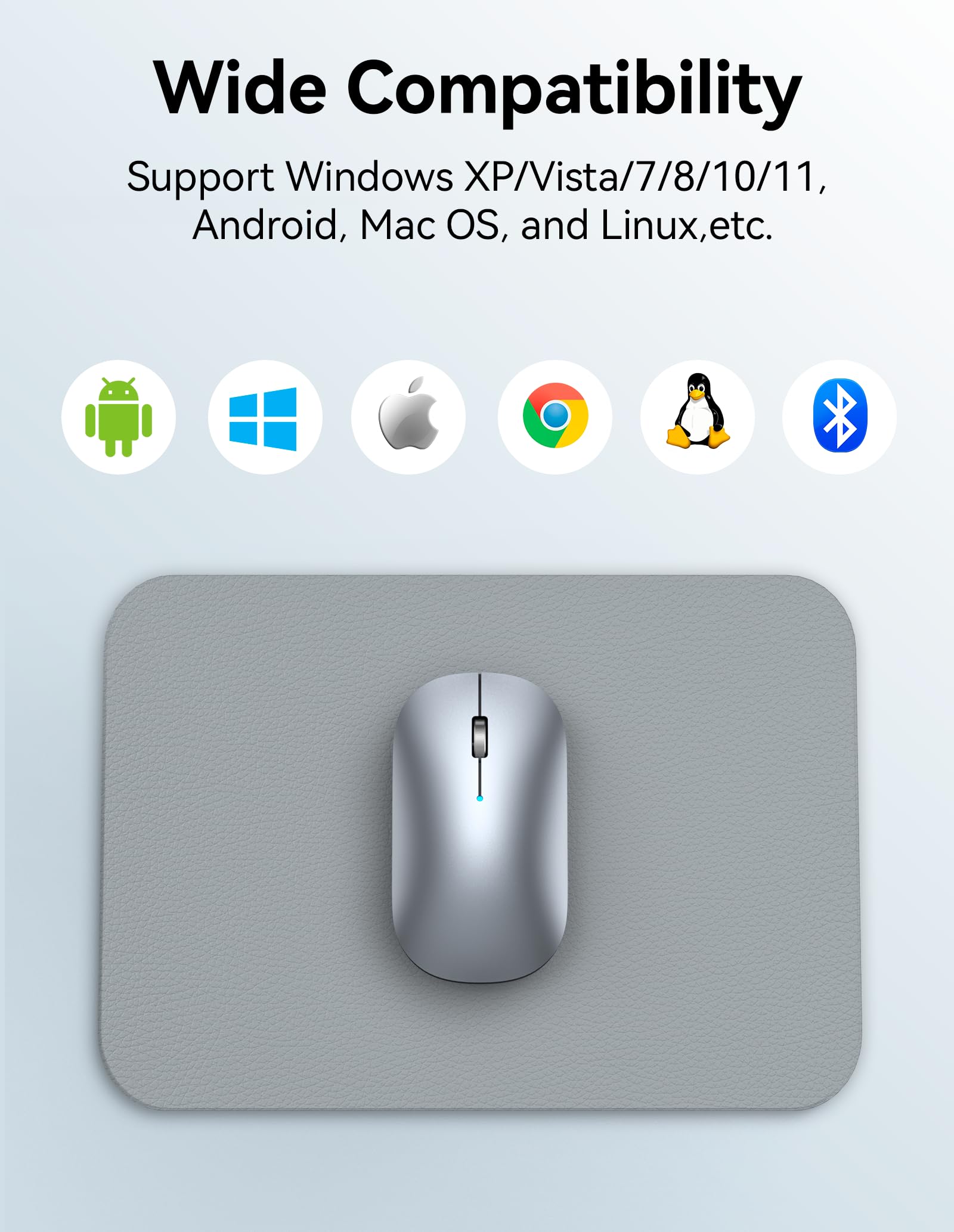 TECKNET Wireless Mouse, BT5.0/3.0 2.4GHz Silent Computer Mouse with USB Receiver,4000DPI Rechargeable Portable Bluetooth Mouse for Laptop/MacBook/Pro/iPad/Windows