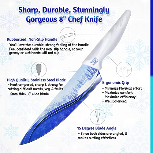 Chefs Knives - Professional Chef knife set, 8 inch sharp cutting blade - Stainless Steel kitchen cooking knife with Ergonomic handle - Loving gifts for Chefs & butcher with cool design