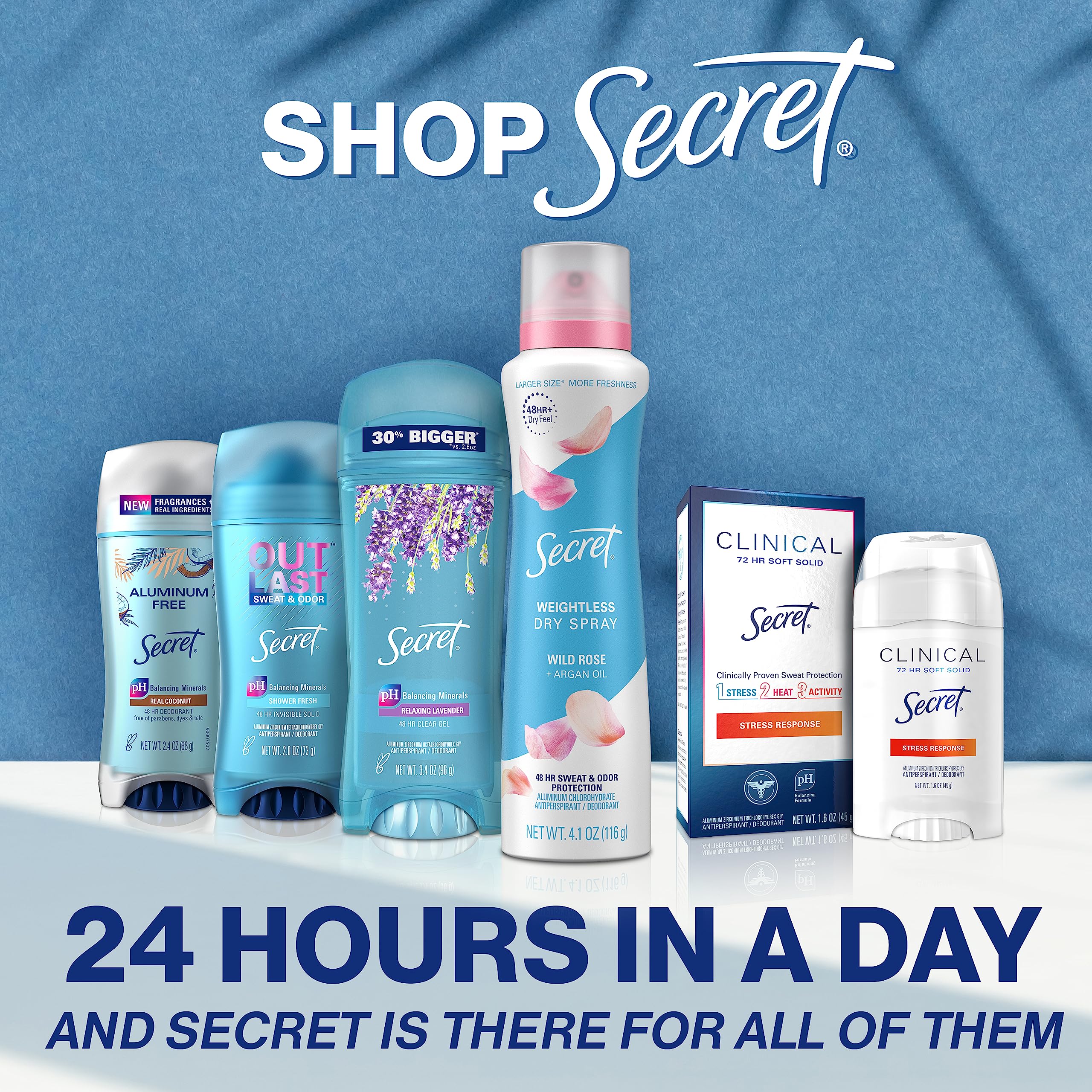 Secret Antiperspirant and Deodorant for Women, Lavender, Invisible Solid, 2.6 oz (Pack of 3)