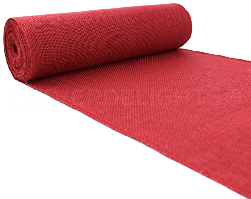 CleverDelights 12" Premium Burlap Roll - 10 Yards - Red - No-Fray Finished Edges - Natural Jute Burlap Fabric