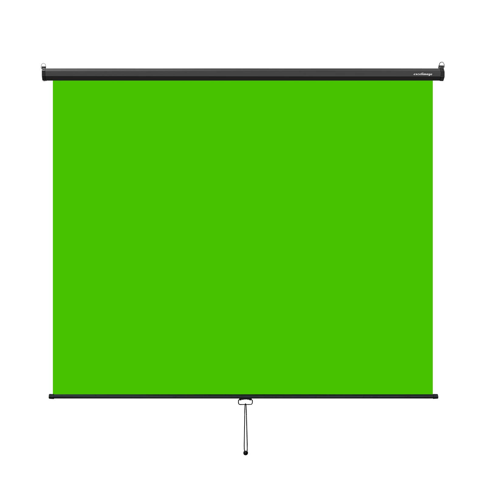 excelimage Pull-Down Green Screen Backdrop, 79”x75” Auto-Locking Chroma Key Panel with Wrinkle-Resistant Green Fabric for YouTube Videos, Music Videos, Photography, TIK Tok, or Gaming (Black)
