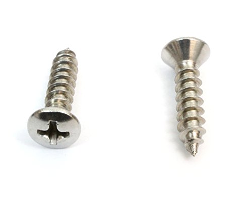 Bolt Dropper No. 8 x 5/8" Stainless Oval Head Phillips Wood Screw, (100 pc), 18-8 (304) Stainless Steel Sheet Metal, Type A Point, Plain Finish