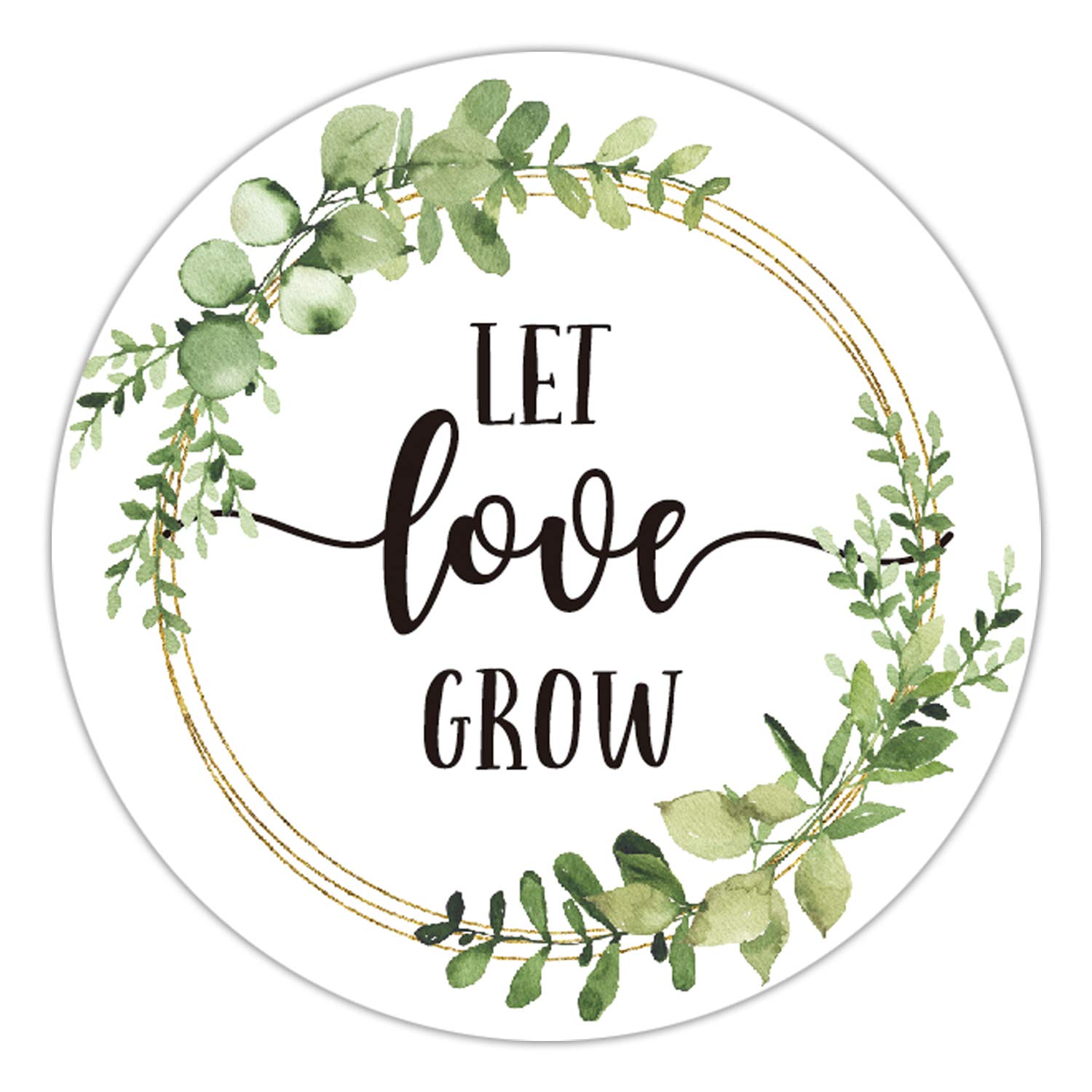 50 Let Love Grow Favor Stickers - 2 Inch Greenery Wedding Favor Stickers for Succulents, Wedding Favors, Bridal Shower Favor Tags, Baby Shower Party.