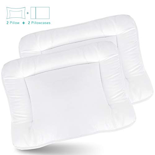 Baby Toddler Pillow 2 Pack with Pillowcase (13 x 18), Baby Toddler Pillows for Sleeping, Machine Washable Soft Travel Pillow