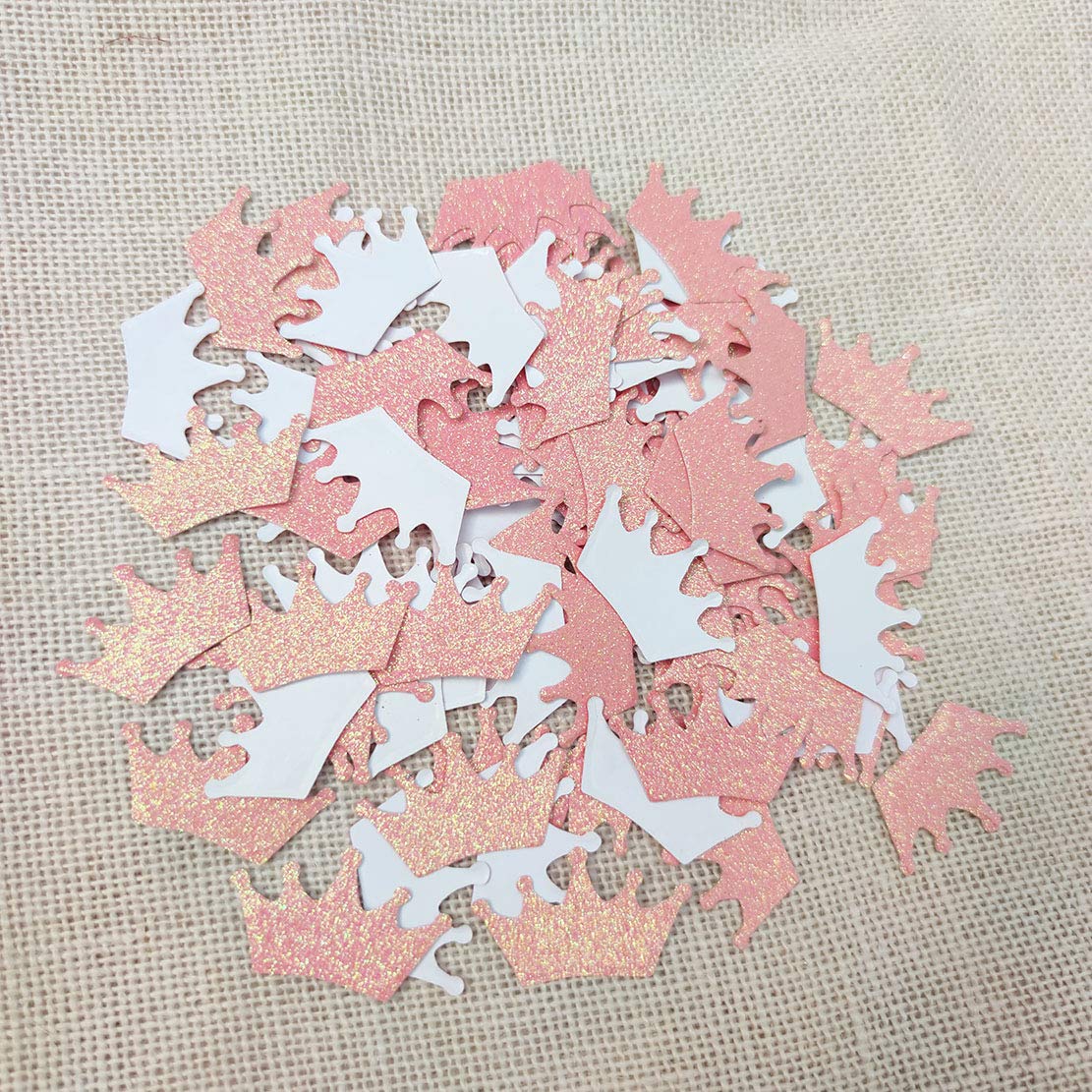 Mybbshower Glitter Pink Tiara Crown Stickers for Princess Birthday Party Envelope Sealing Adhesive Labels for School 1 4/5 Inch Pack of 100