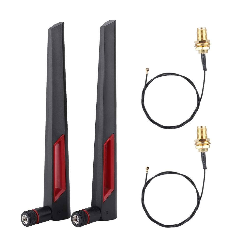 Bewinner 2PCS M.2/NGFF Network Card Connect Cable+28DBi Network Antenna, LAN and Router Adapte, Compatible for Intel 9260NGW/7265AC/9650AC/BCM94360