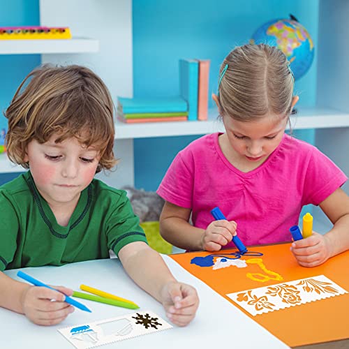 16PC Landscape Painting Stencils, A4 Landscape Journal Stencil, Children Silhouette Stencil Reusable for DIY Card, Window, Wood