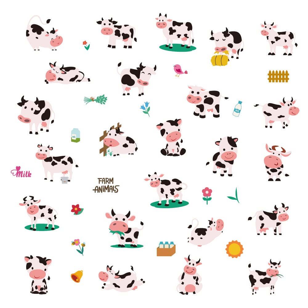 24 Sheets Cow Temporary Tattoos, Birthday Decorations Cow Party Favors